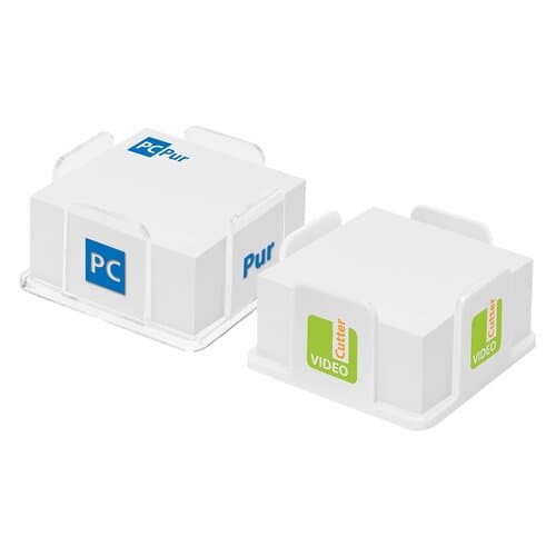 Zettelbox "Theta", dickwandig glasklar bedrucken | Werbezeichen